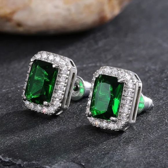 Jewelry | One Day Sale Beautiful Silver Plated Faux Emerald Studs ...